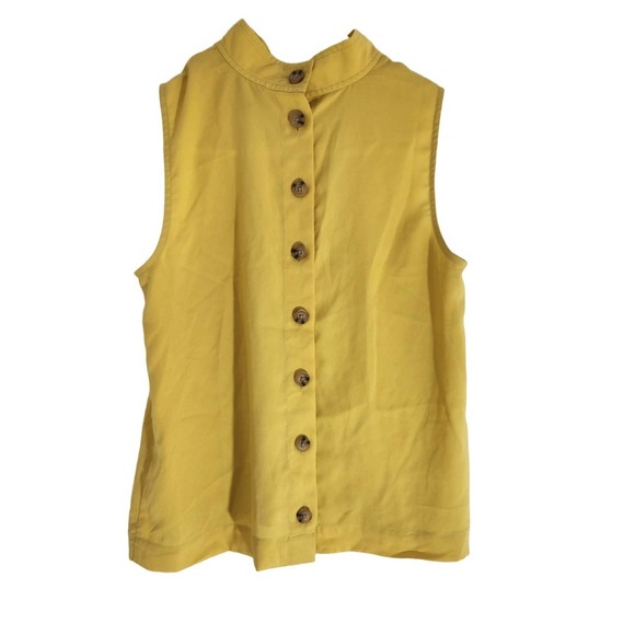 Ann Taylor | Tops | Gold Yellow Button Up Sleeveless Top Ann Taylor ...
